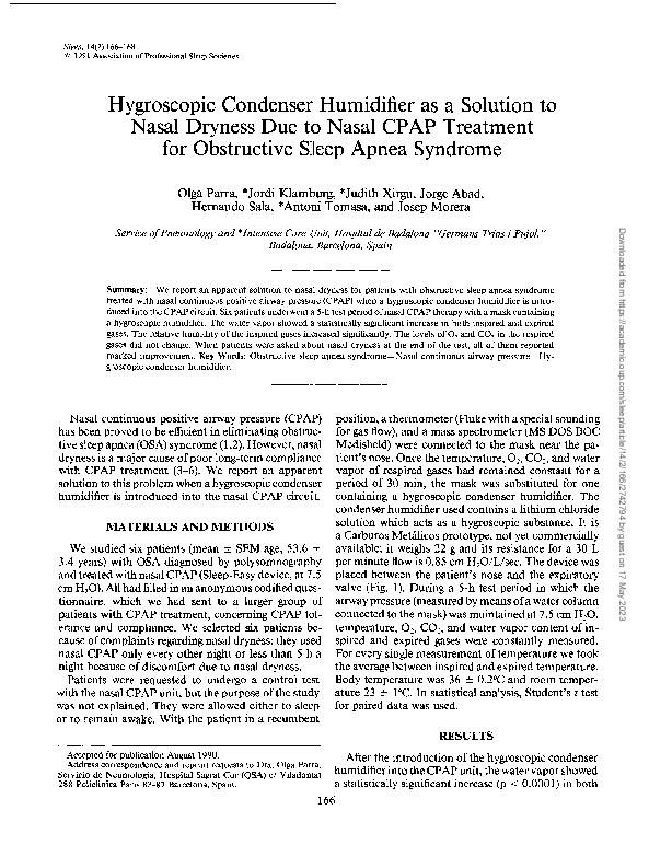 (PDF) Hygroscopic Condenser Humidifier as a Solution to Nasal Dryness ...