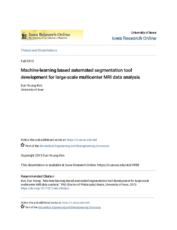Pdf Machine Learning Based Automated Segmentation Tool Development