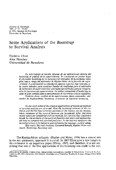 (PDF) Some applications of the bootstrap to survival analysis