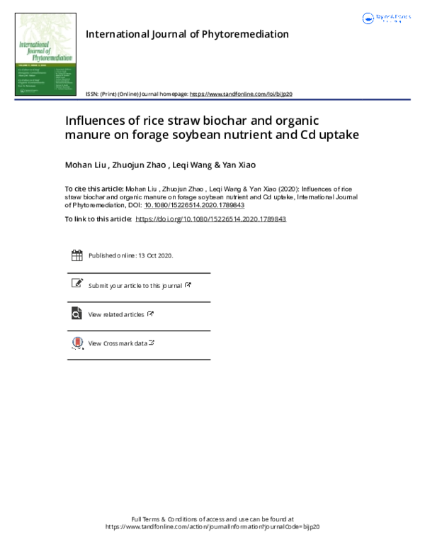 (PDF) Influences of rice straw biochar and organic manure on forage ...