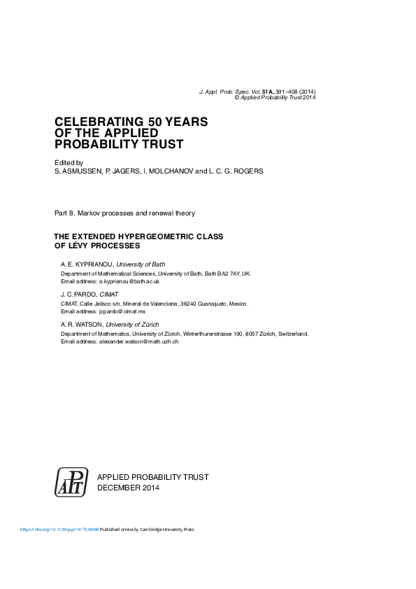 (PDF) The extended hypergeometric class of Lévy processes