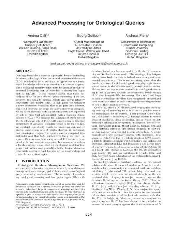 (PDF) Advanced processing for ontological queries