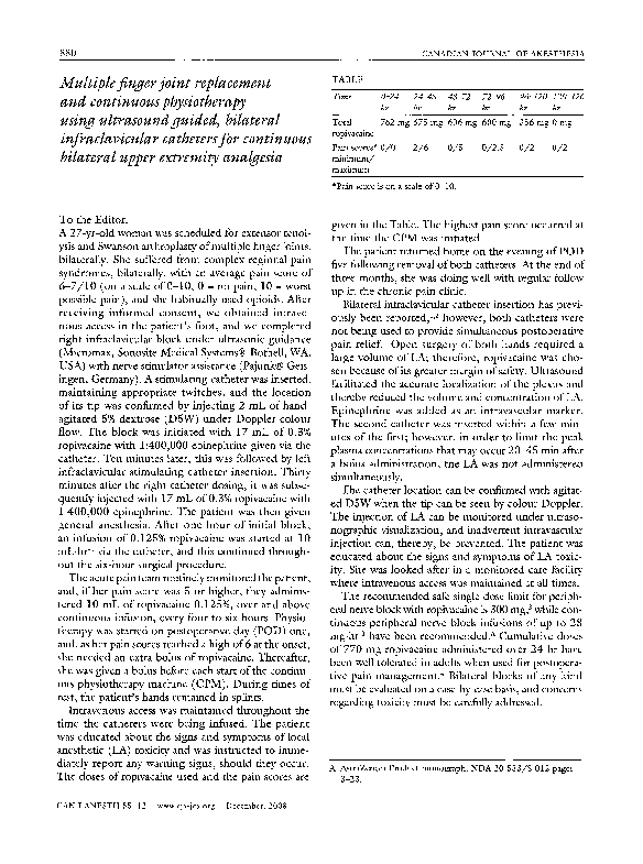 (PDF) Multiple finger joint replacement and continuous physiotherapy ...