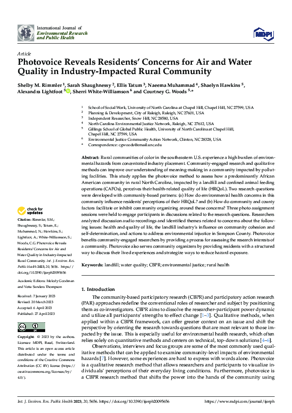 (PDF) Photovoice Reveals Residents’ Concerns for Air and Water Quality ...