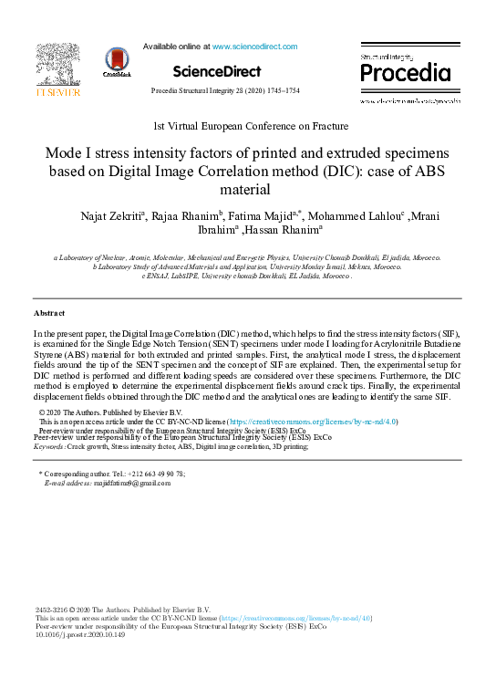 (PDF) Mode I stress intensity factors of printed and extruded specimens based on Digital Image ...