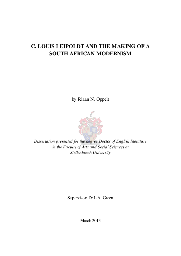 (PDF) C. Louis Leipoldt and the making of a South African modernism
