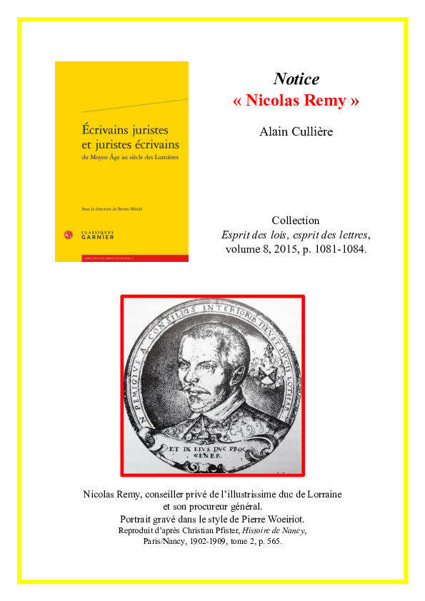 (PDF) Nicolas Remy (v. 1530-1612). Notice