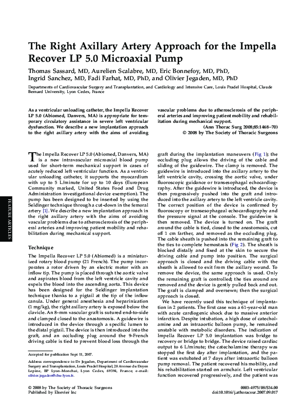 (PDF) The Right Axillary Artery Approach for the Impella Recover LP 5.0 ...