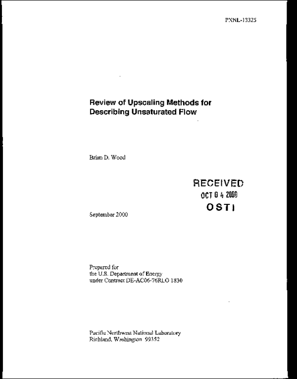 (PDF) Review of Upscaling Methods for Describing Unsaturated Flow