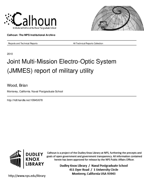 (PDF) Joint Multi-Mission Electro-Optic System (JMMES) report of ...