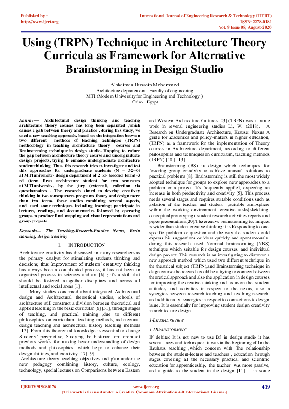 (PDF) Using (TRPN) Technique in Architecture Theory Curricula as ...
