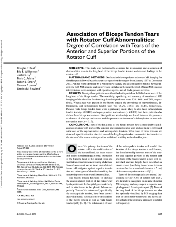 (PDF) Association of Biceps Tendon Tears with Rotator Cuff ...