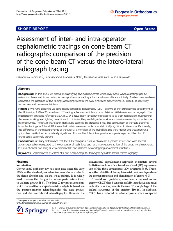 (PDF) Assessment of inter- and intra-operator cephalometric tracings on ...
