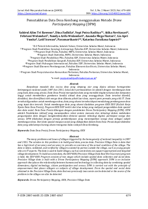 (PDF) Pemutakhiran Data Desa Kembang menggunakan Metode Drone Participatory Mapping (DPM)