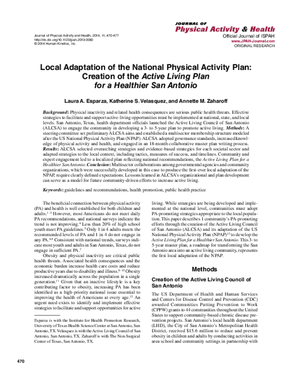 (PDF) Local Adaptation of the National Physical Activity Plan: Creation ...