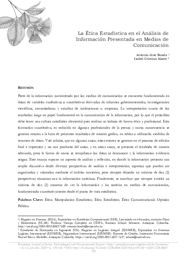 (PDF) La Ética Estadística en el Análisis de Información Presentada en ...