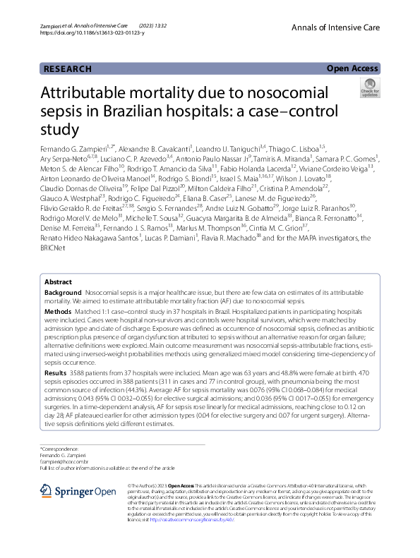 (PDF) Attributable mortality due to nosocomial sepsis in Brazilian ...