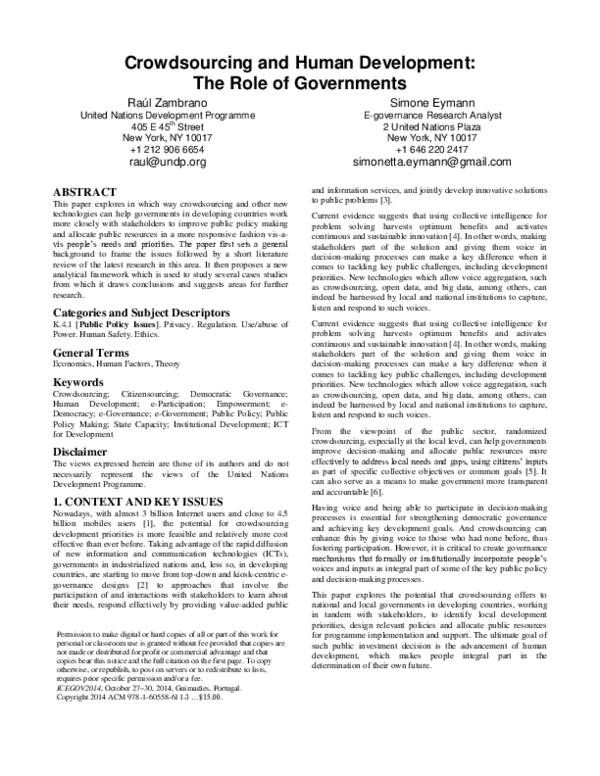 (PDF) Crowdsourcing and human development
