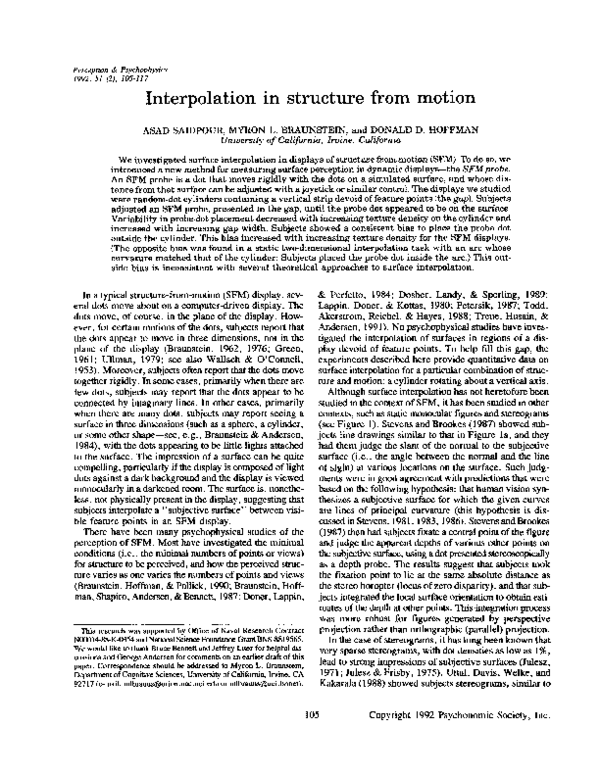 (PDF) Interpolation in structure from motion