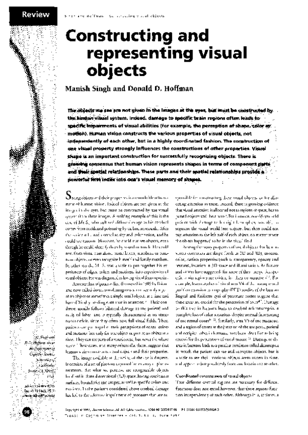 Pdf Constructing And Representing Visual Objects