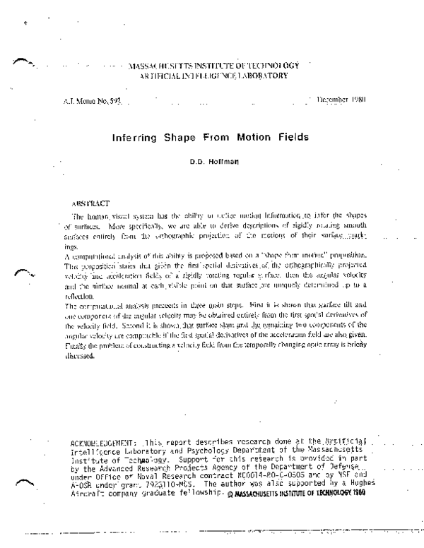 (PDF) Inferring Shape from Motion Fields