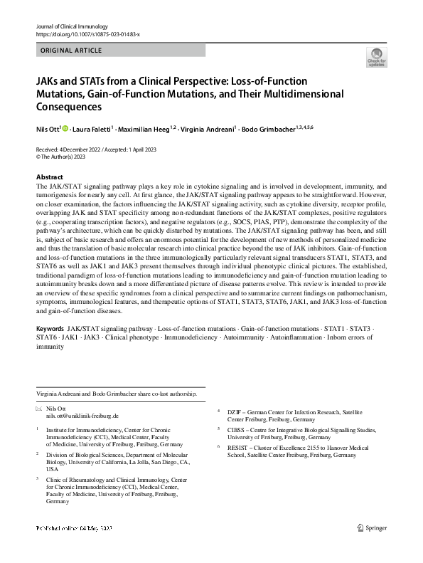 (PDF) JAKs and STATs from a Clinical Perspective: Loss-of-Function Mutations, Gain-of-Function ...