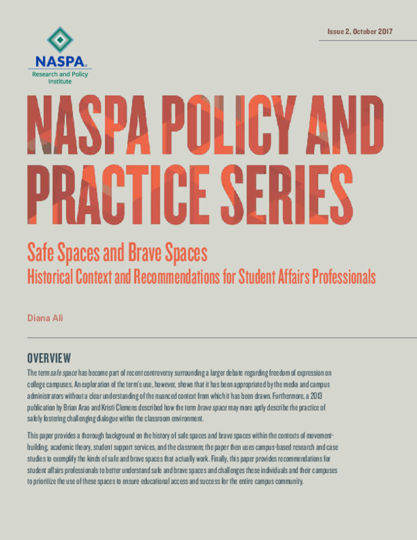 (PDF) Safe Spaces and Brave Spaces: Historical Context and Recommendations for Student Affairs ...