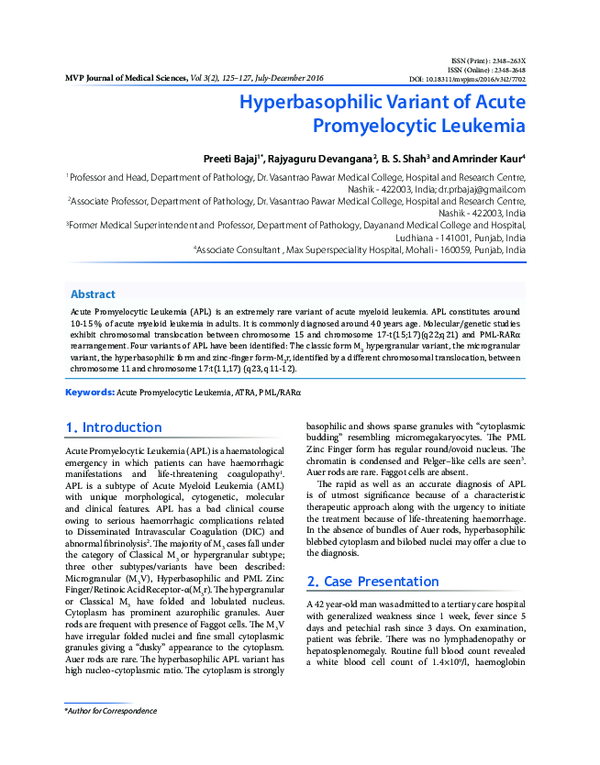 (PDF) Hyperbasophilic Variant of Acute Promyelocytic Leukemia