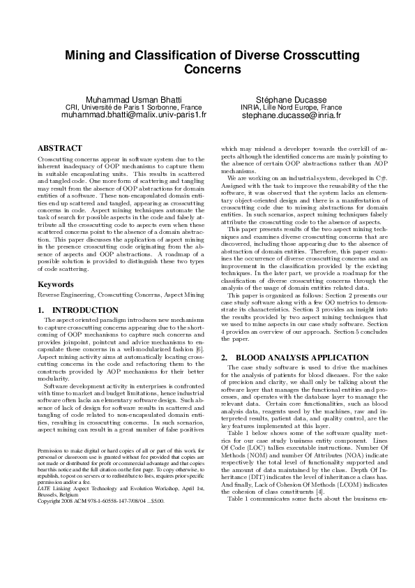(PDF) Mining and classification of diverse crosscutting concerns