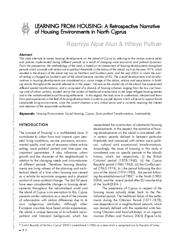 (PDF) Open house -LEARNING FROM HOUSING A Retro
