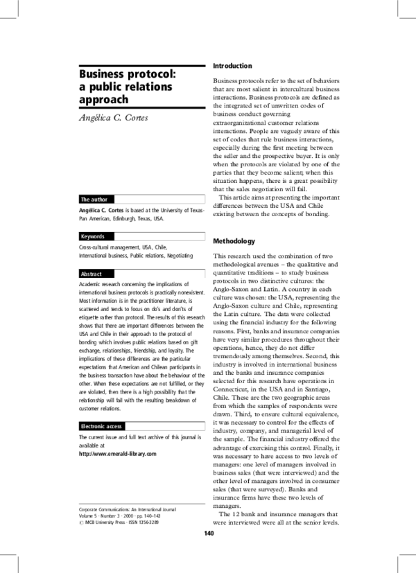 (PDF) Business protocol: a public relations approach