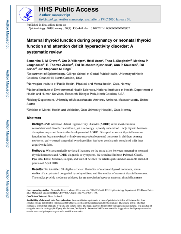(PDF) Maternal Thyroid Function During Pregnancy or Neonatal Thyroid ...