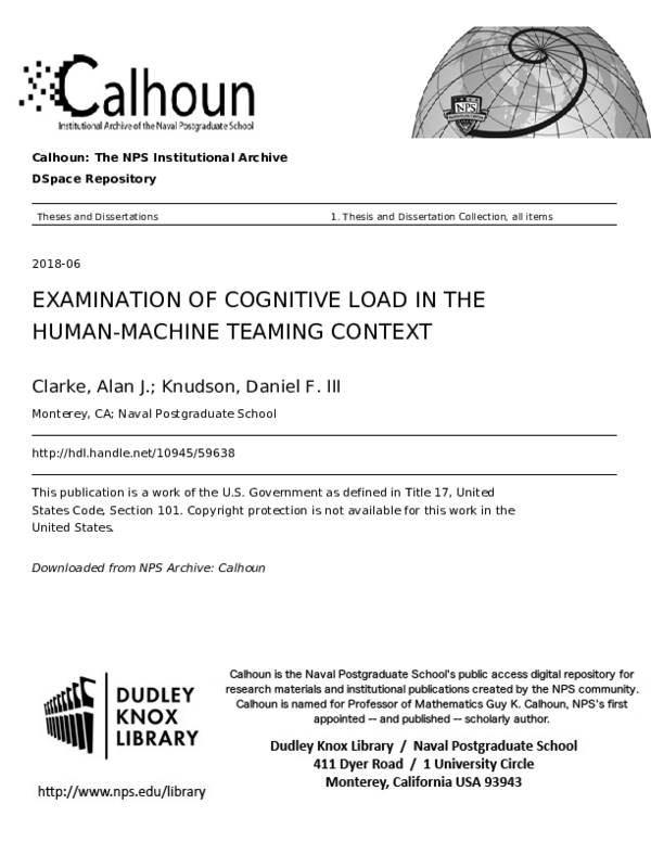 (PDF) Examination of Cognitive Load in the Human-Machine Teaming Context
