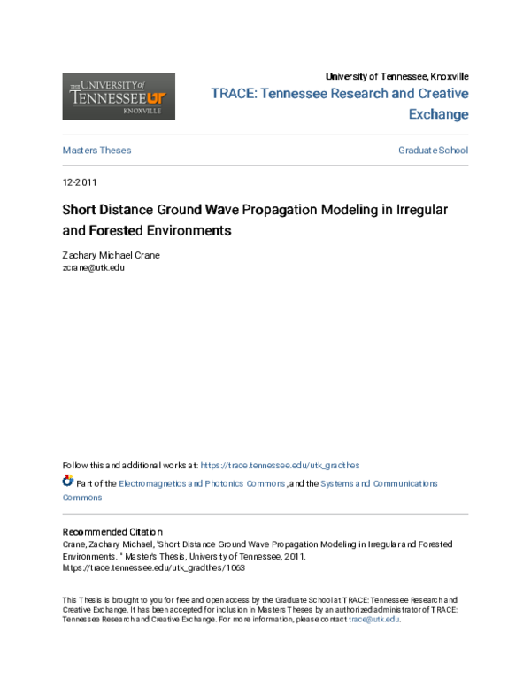 Pdf Short Distance Ground Wave Propagation Modeling In Irregular And Forested Environments