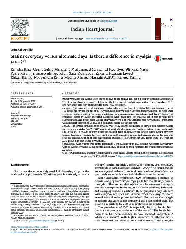 (PDF) Statins everyday versus alternate days: Is there a difference in ...