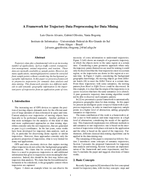(PDF) A framework for trajectory data preprocessing for data mining