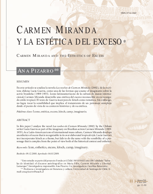 (PDF) Carmen Miranda y La Estética Del Exceso