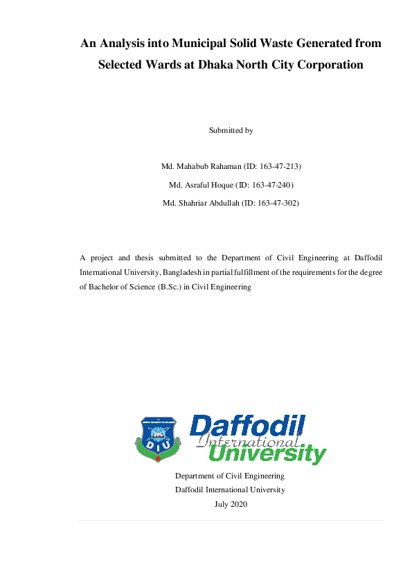 (PDF) An Analysis into Municipal Solid Waste Generated from Selected ...
