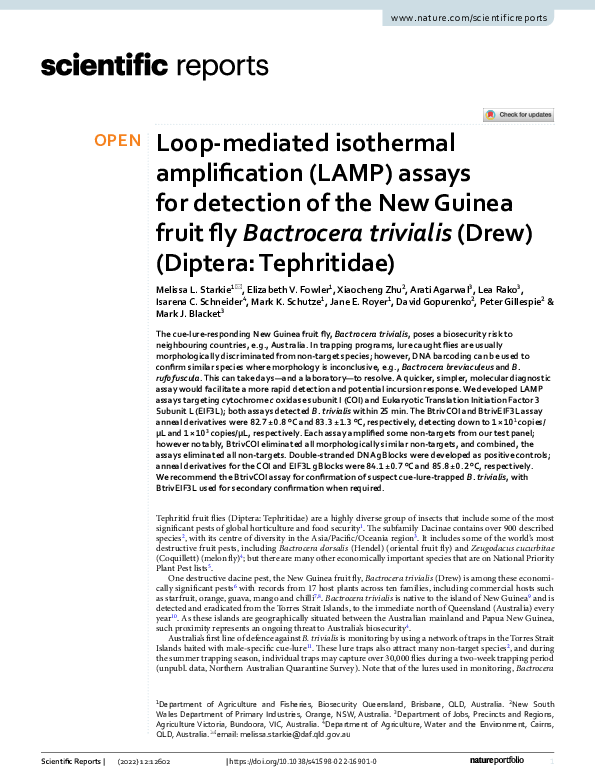 (PDF) Loop-mediated isothermal amplification (LAMP) assays for detection of the New Guinea fruit ...
