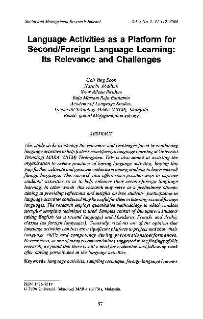 (PDF) Language activities as a platform for second/foreign language ...