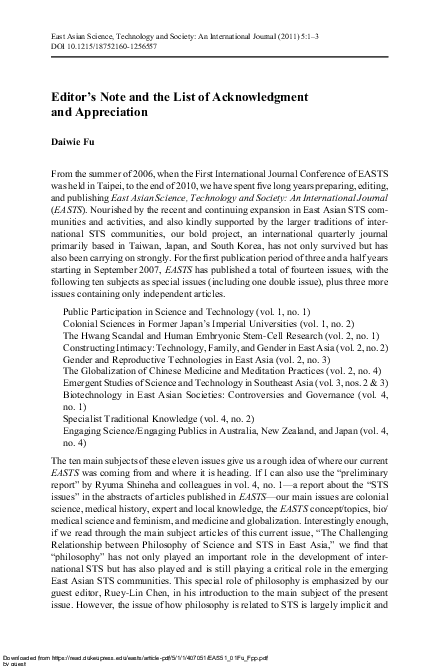 (PDF) Editor's Note and the List of Acknowledgment and Appreciation