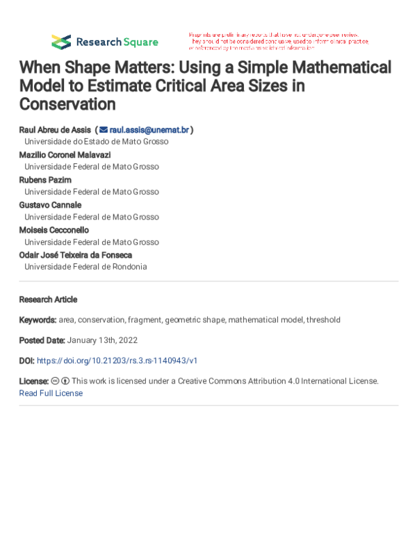 (PDF) When Shape Matters: Using a Simple Mathematical Model to Estimate ...