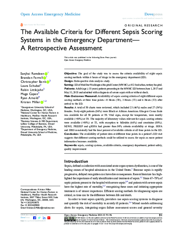 (PDF) The Available Criteria for Different Sepsis Scoring Systems in ...