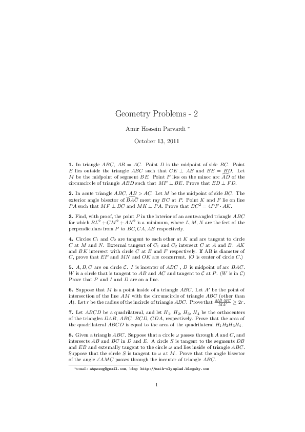 (PDF) Geometry Problems - 2
