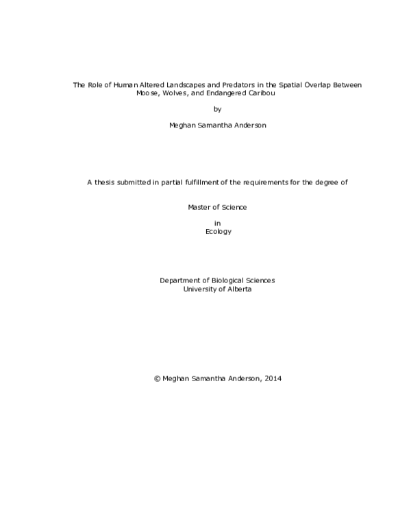 (PDF) The Role of Human Altered Landscapes and Predators in the Spatial ...