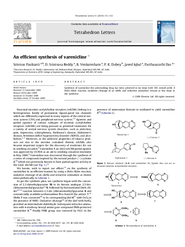 (PDF) An efficient synthesis of varenicline