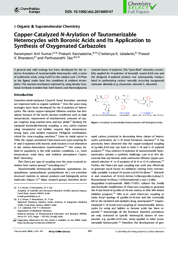 (PDF) Copper-CatalyzedN-Arylation of Tautomerizable Heterocycles with ...