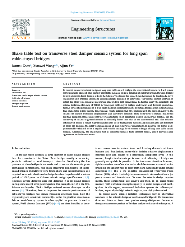 (PDF) Shake table test on transverse steel damper seismic system for ...