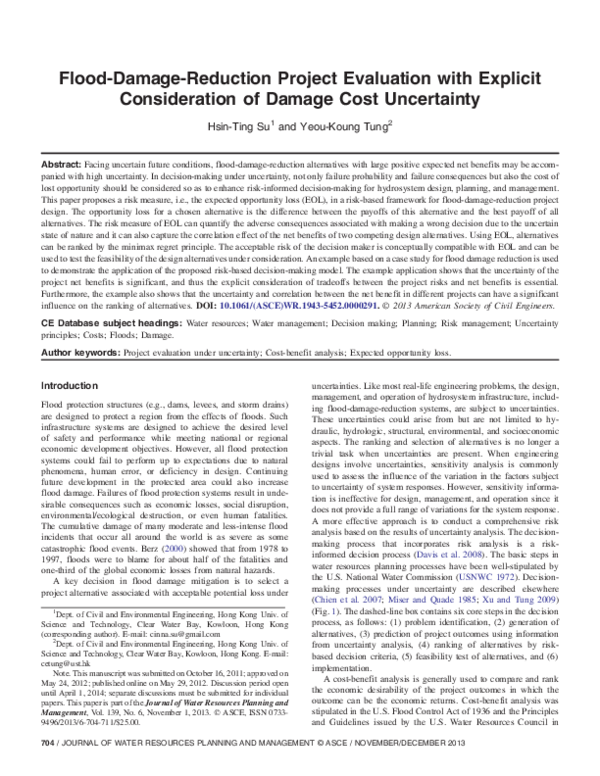 Flood-Damage-Reduction Project Evaluation with Explicit Consideration of Damage Cost Uncertainty