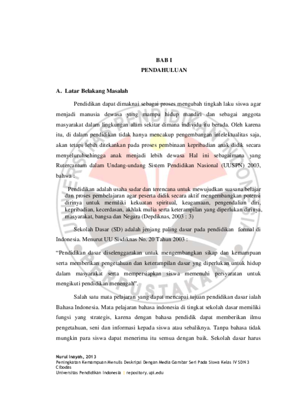 (PDF) PENINGKATAN KEMAMPUAN MENULIS DESKRIPSI DENGAN MEDIA GAMBAR SERI ...
